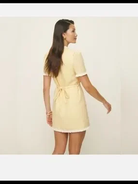 Reformation | Dresses | Reformation Pale Yellow Buttonfront Mini Dress ...